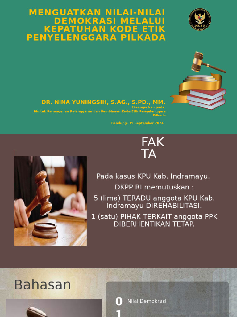 Nilai Demokrasi Dan Kepatuhan Kode Etik Pilkada | PDF