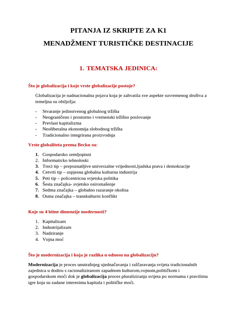 MTD Pitanja Iz Skripte Za K1 | PDF
