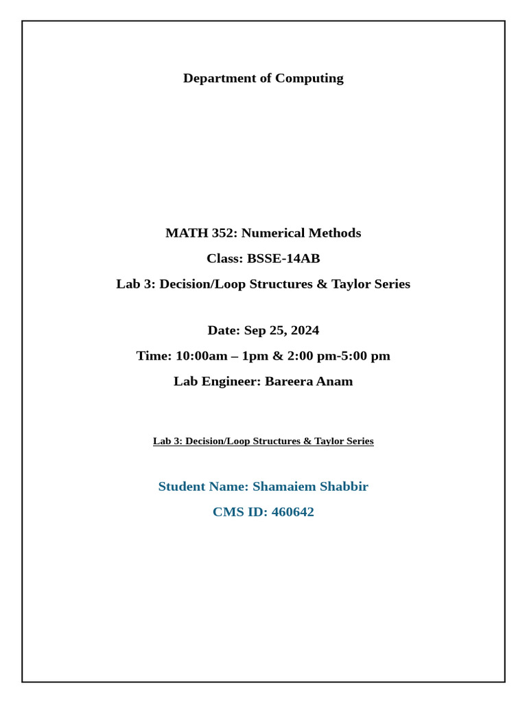 Numerical Methods Lab 3 | PDF