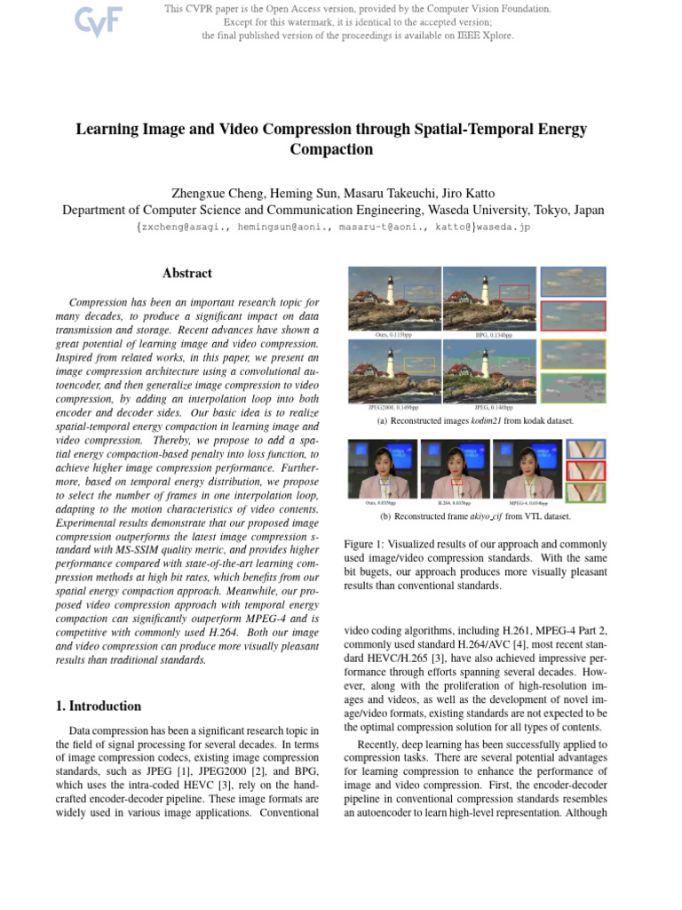 Cheng Learning Image and Video Compression Through Spatial-Temporal Energy Compaction CVPR 2019 ...