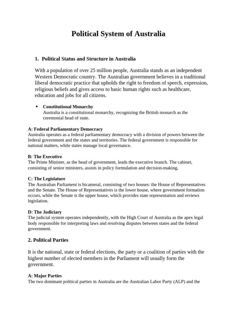 Political System of Australia | PDF