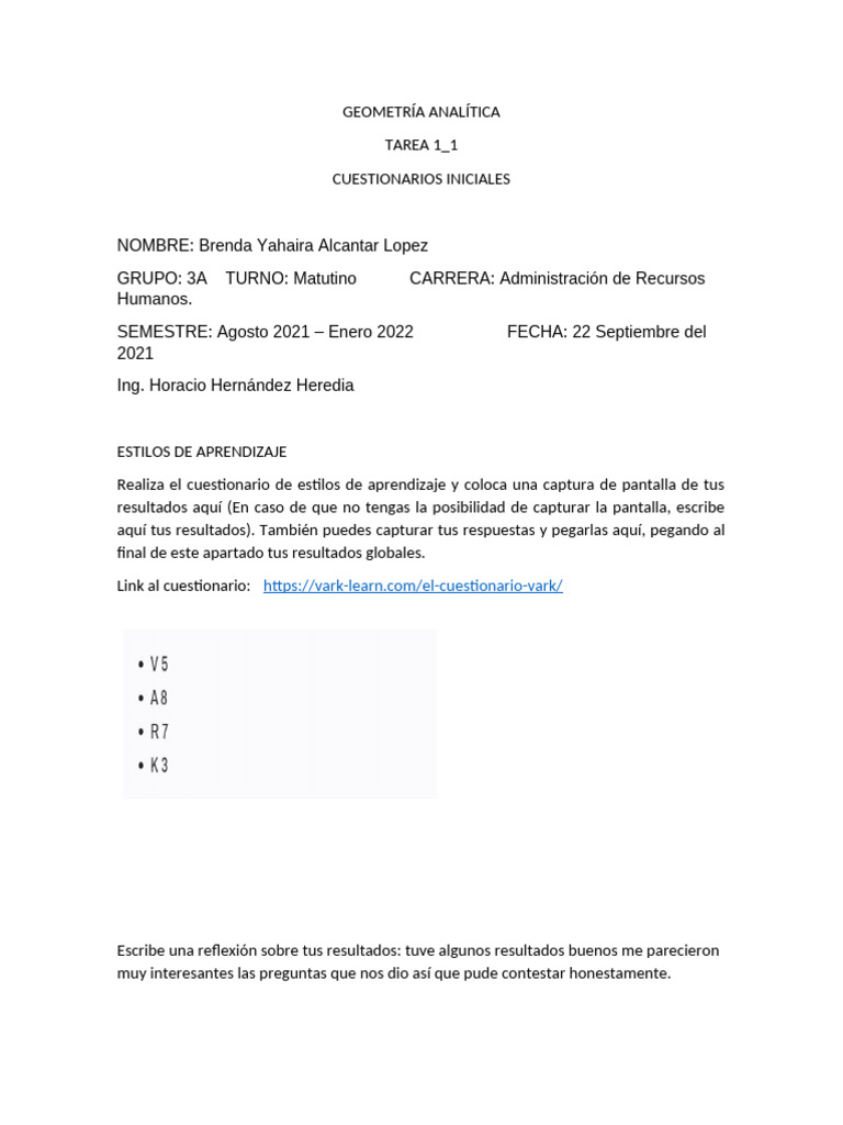 TAREA 1 - 1 Cuestionarios Iniciales | PDF