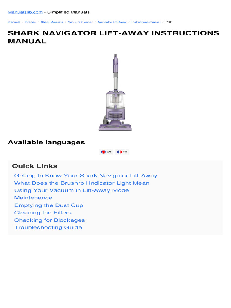Shark Navigator Manual Vacuum | PDF