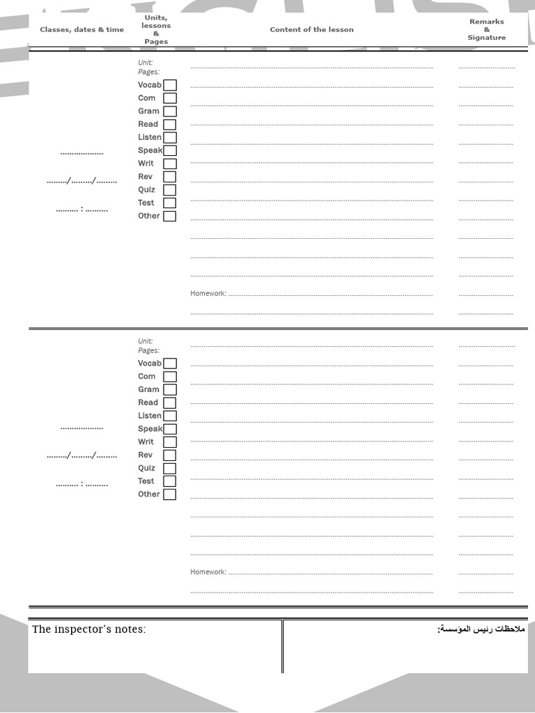 Log Book Page For Teachers | PDF | Home & Garden | Technology & Engineering