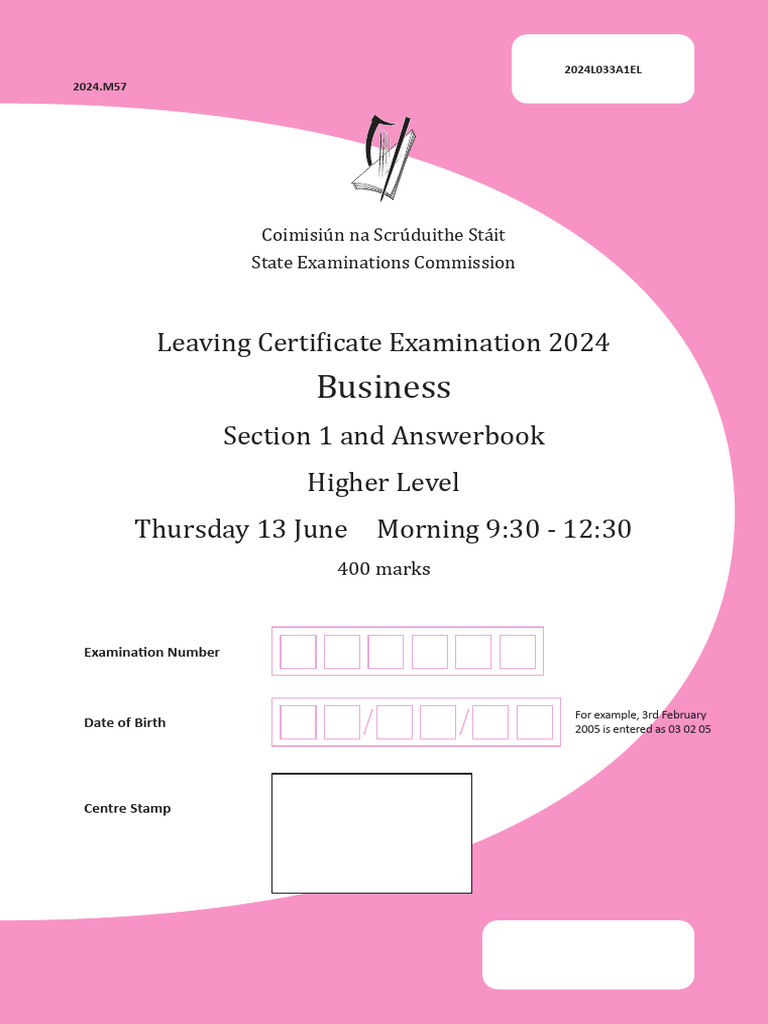 Business Exam Paper 2024 | PDF