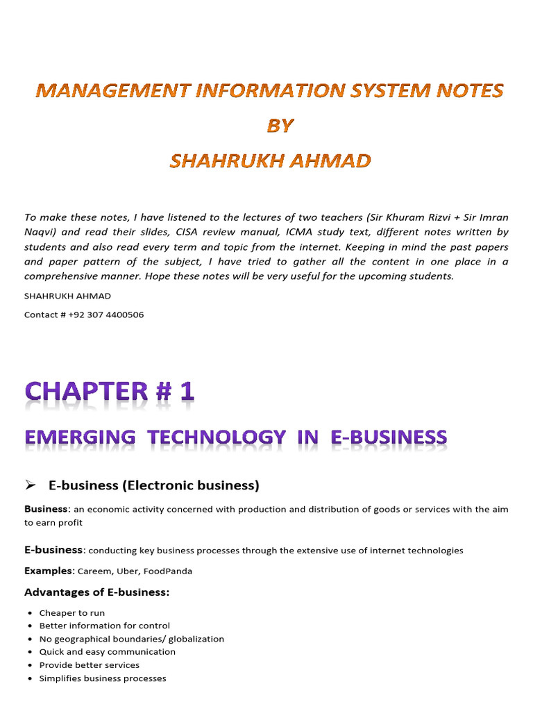 Concise Notes by Shahrukh - MIS | PDF | Computer Data Storage | Computers