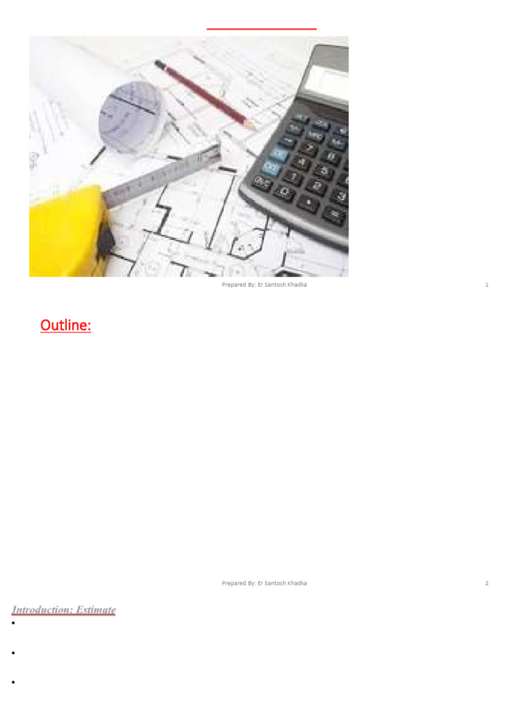 Estimation and Costing CH - 1 | PDF