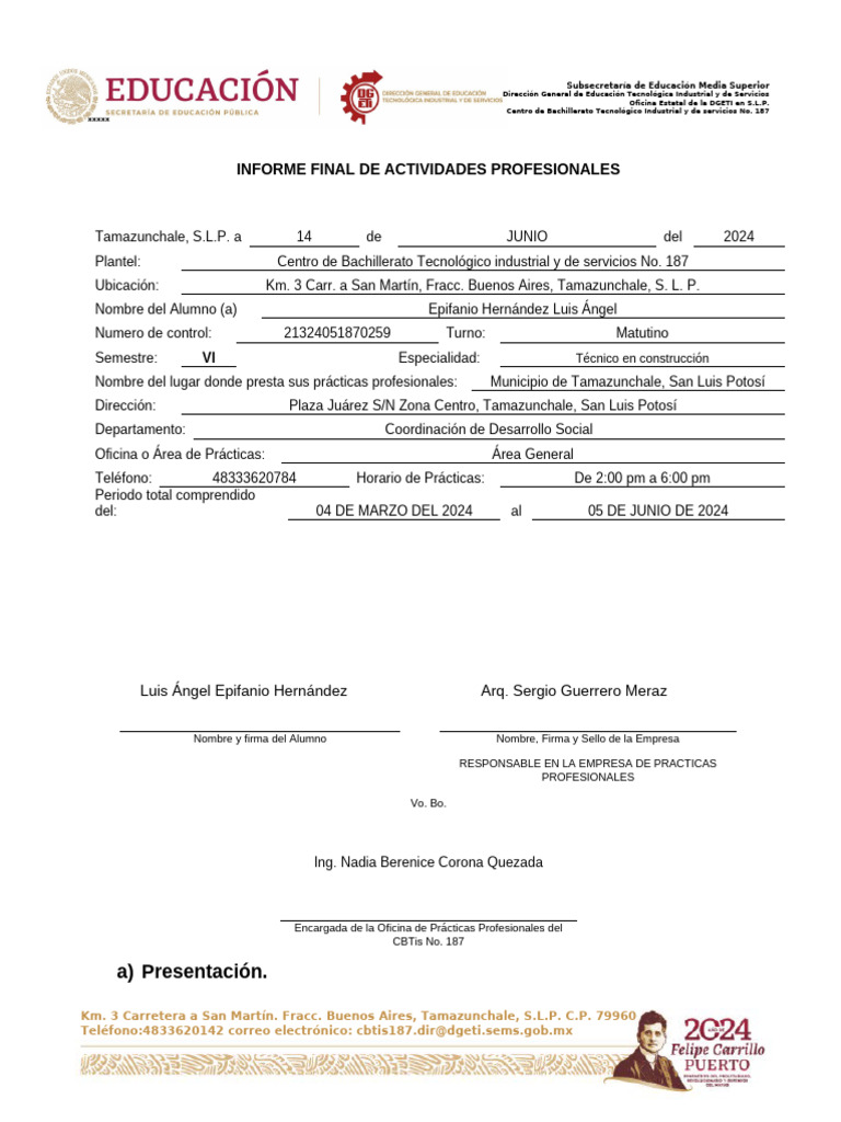 Informe Final De Prácticas Profesionales Pdf