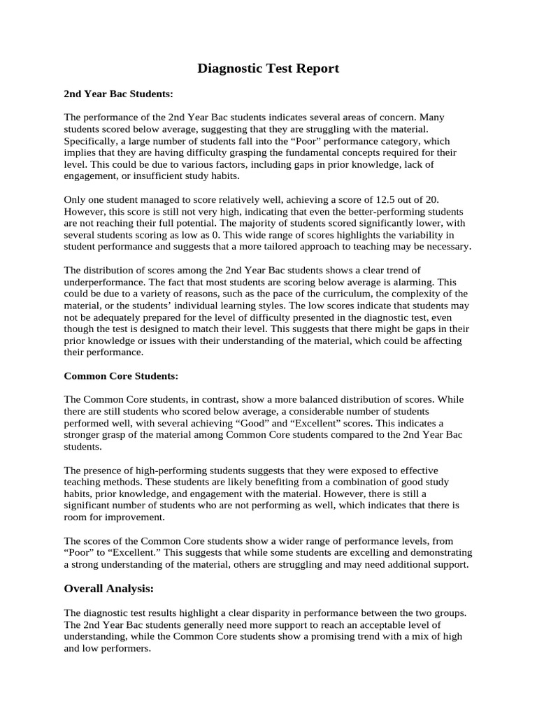 Diagnostic Test Report | PDF