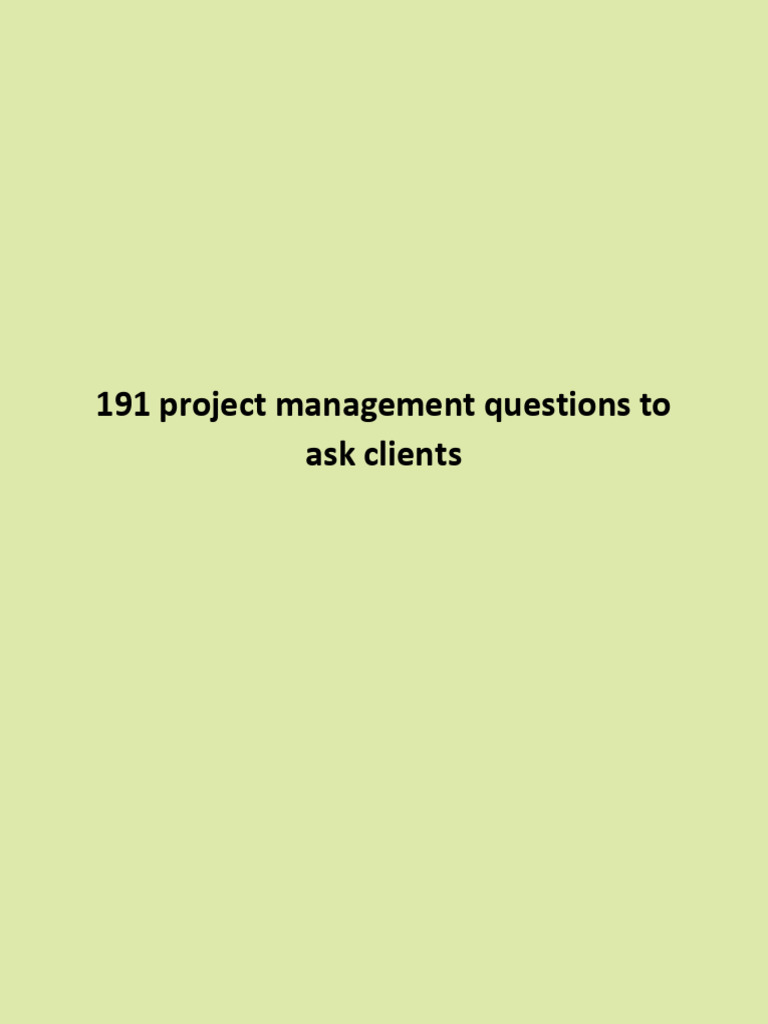 Project Scoping Questions 1681670094 | PDF