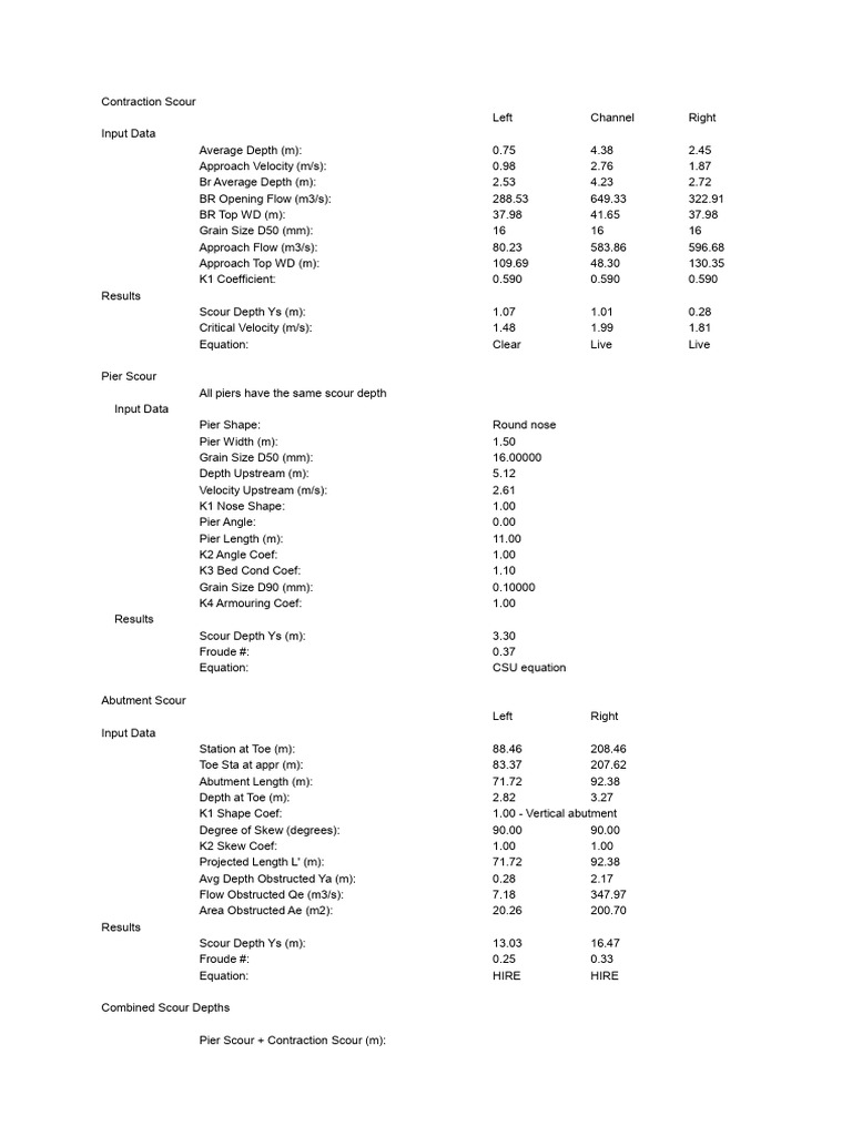 Scour Depth 16mm Using Hec Ras | PDF