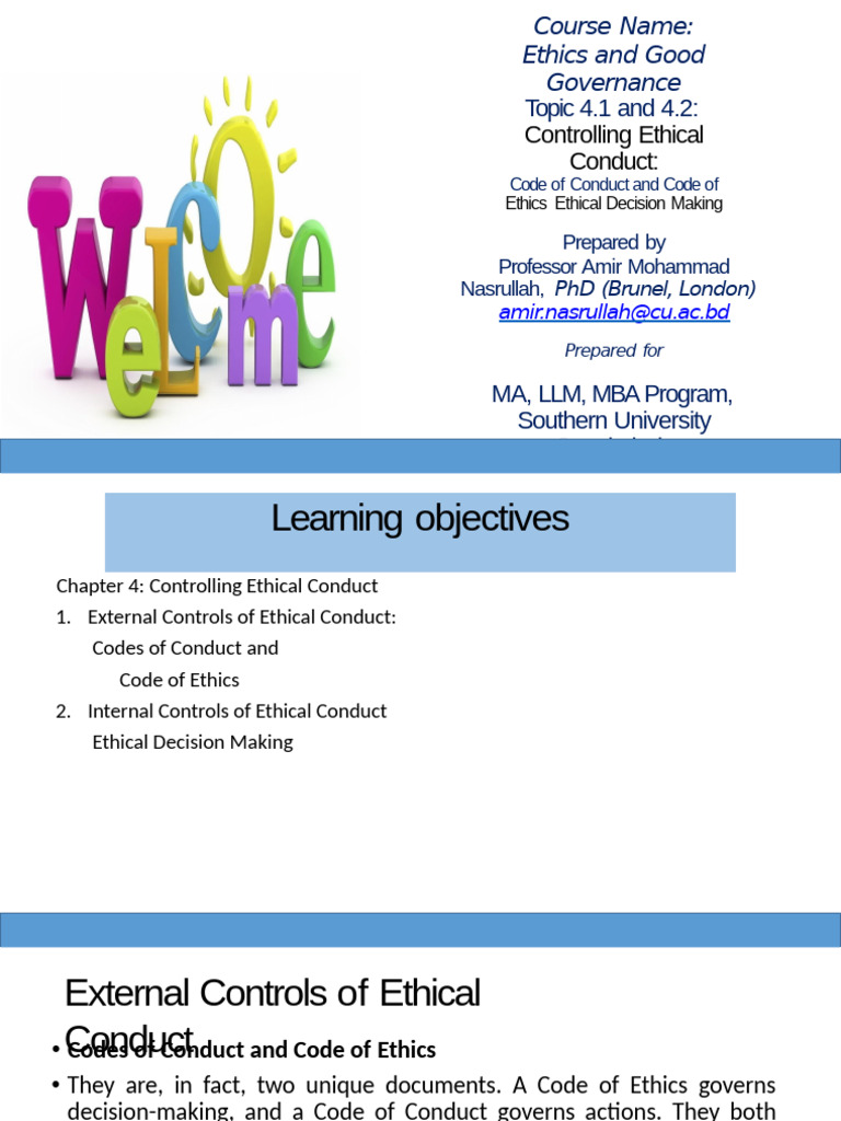 Topic 6 Controlling Ethical Conduct | PDF