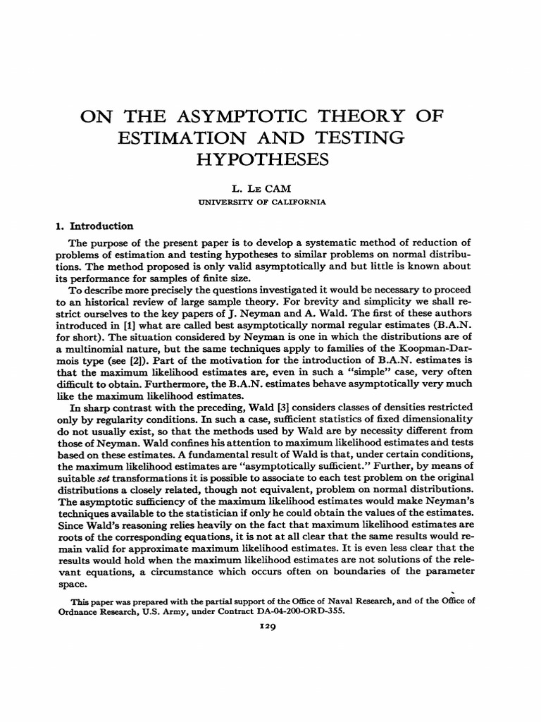 Asymptotic Estimation Hypotheses: ON THE Theory of AND Testing | PDF