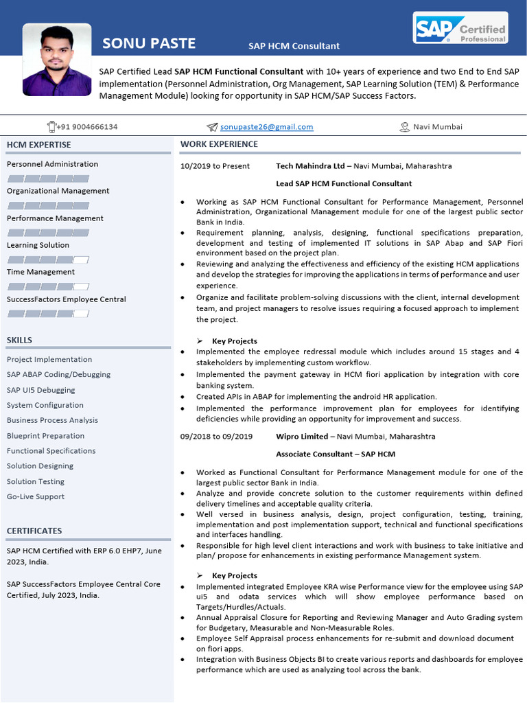 Sonu Paste CV Updated | PDF