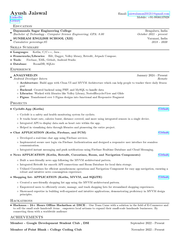 Ayush Resume | PDF