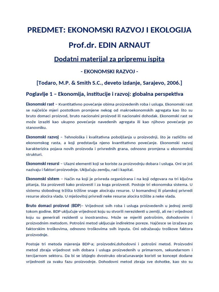 0 DODATAK ZA VJEZBE - Ekonomski Razvoj I Ekologija 2024 - Materijali Vjezbe I Pripremu Za Ispit ...