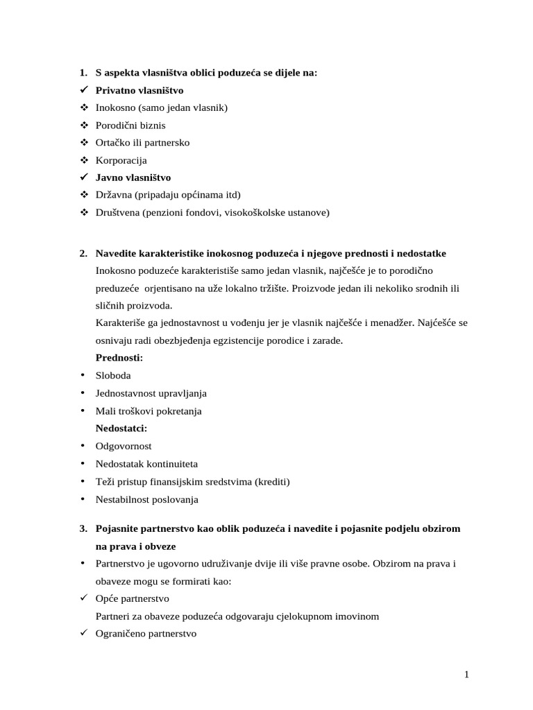 Poduzetništvo Pitanja Za Ispit | PDF