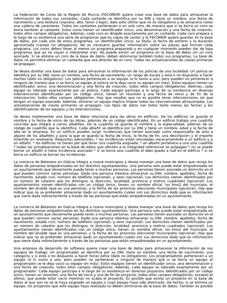 Varios Enunciados BBDD | PDF