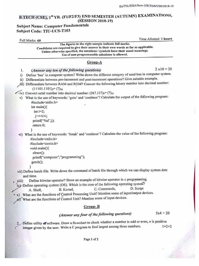 Computer Fundamental Paper | PDF