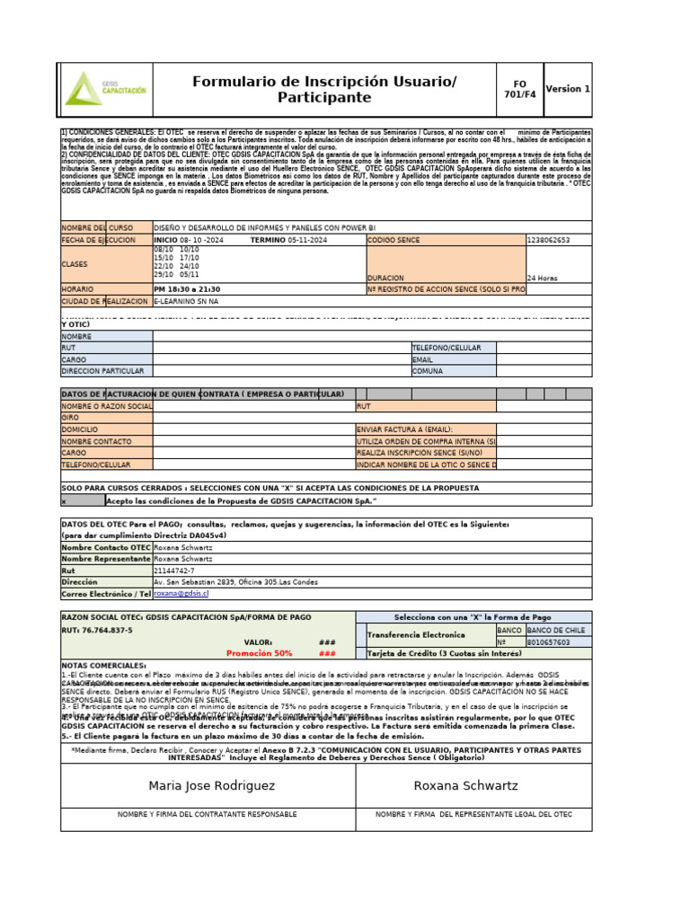 FO 701.F4 FI POWER BI 24 HRS E LEARNING VE Octubre 2024 - Formulario | PDF