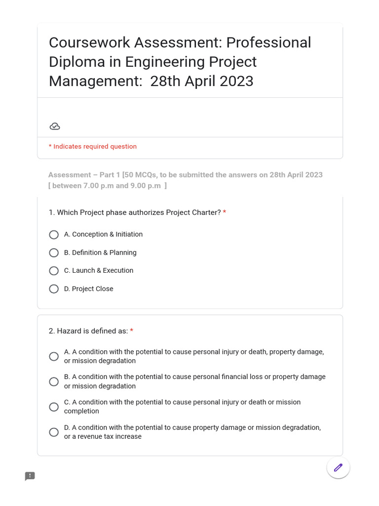 Engineering Project Management Assessment | PDF | Iso 9000 | Audit
