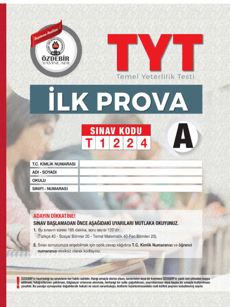 Özdebi̇r İlk Prova Tyt - 241001 - 215256 | PDF