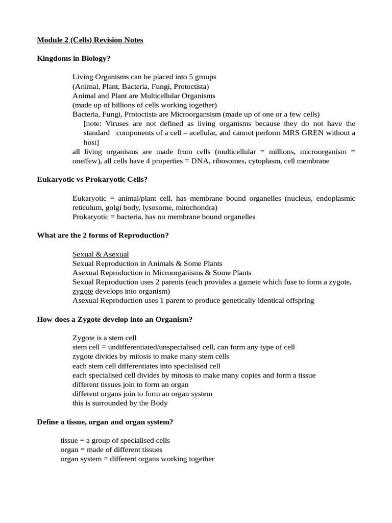 AQA Module 2 Revision Notes | PDF