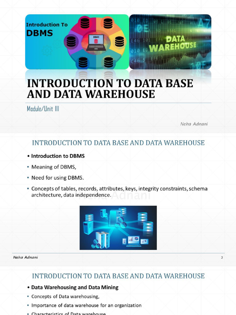 Unit III - Introduction To DB and DW - IBM-II | PDF