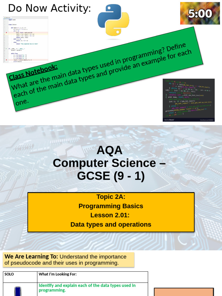 Lesson 1 - Data Types and Operations | PDF