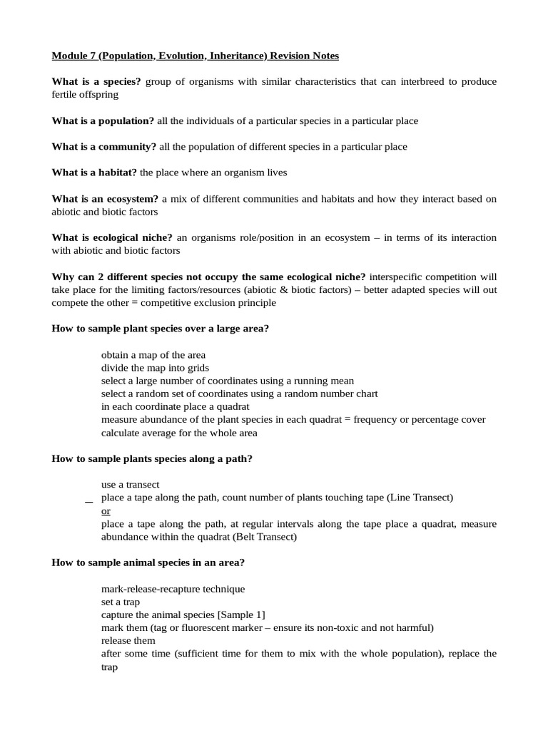 AQA Module 7 Revision Notes | PDF
