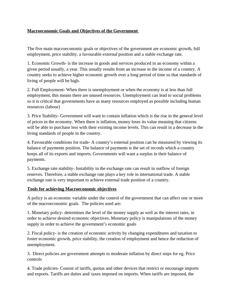 Role of The Government in Stabilizing The Economy | PDF