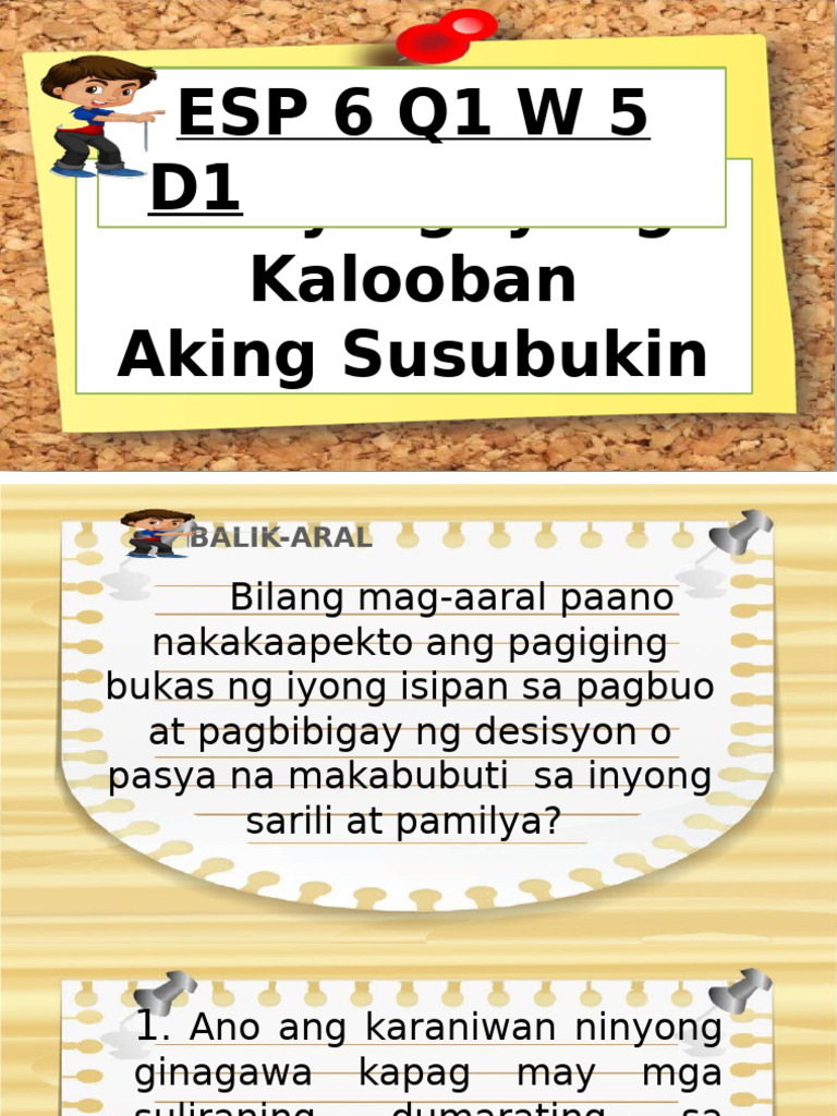 Grade 6 PPT - ESP - Q1 - W5 - Day 1-5 | PDF