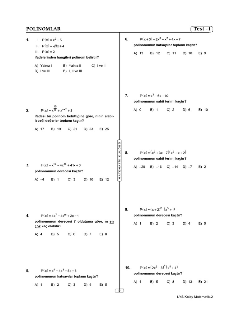 Matkul Poli̇nomlar | PDF