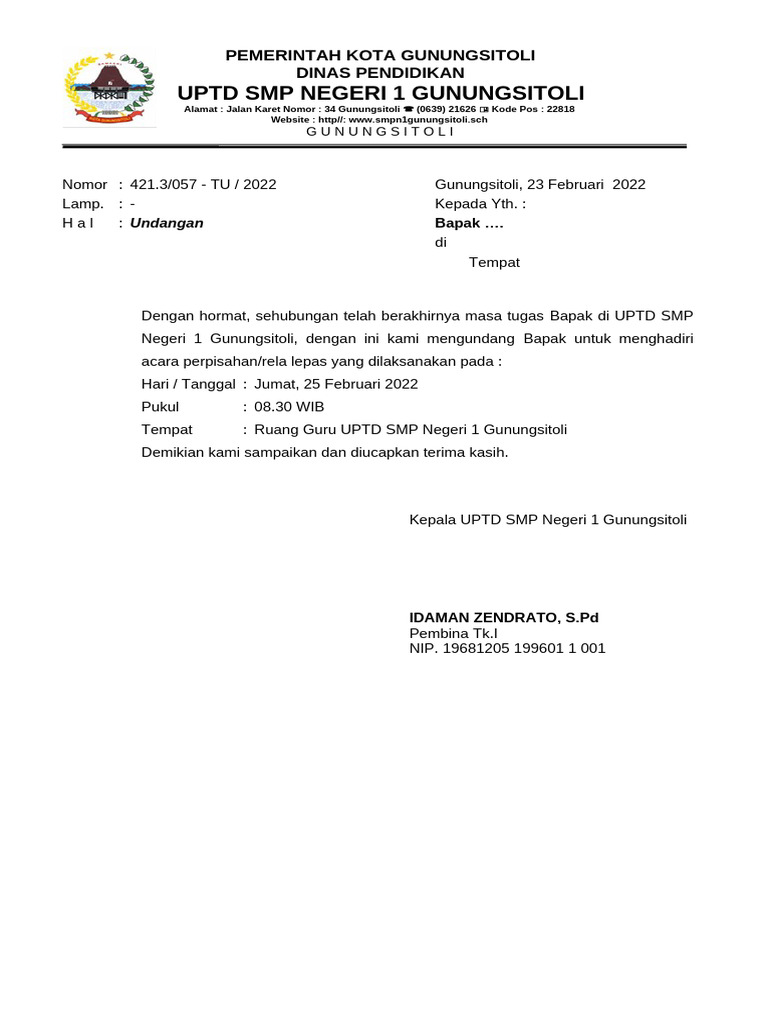 Surat Undangan Perpisahan Tahun 2022 Fiks | PDF