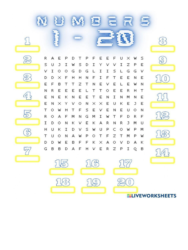 1 To 20 Wordsearch | PDF