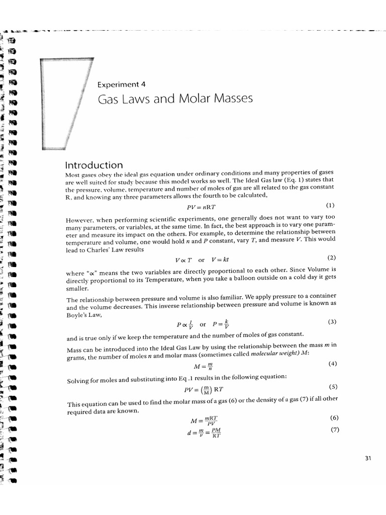 Experiment 4 - Gas Laws Lab Manual PDF | PDF
