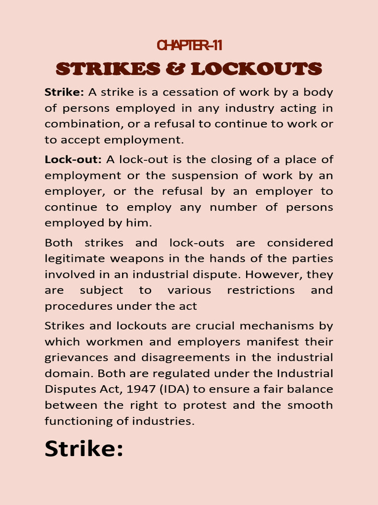 Chapter-11 Strikes & Lockouts | PDF