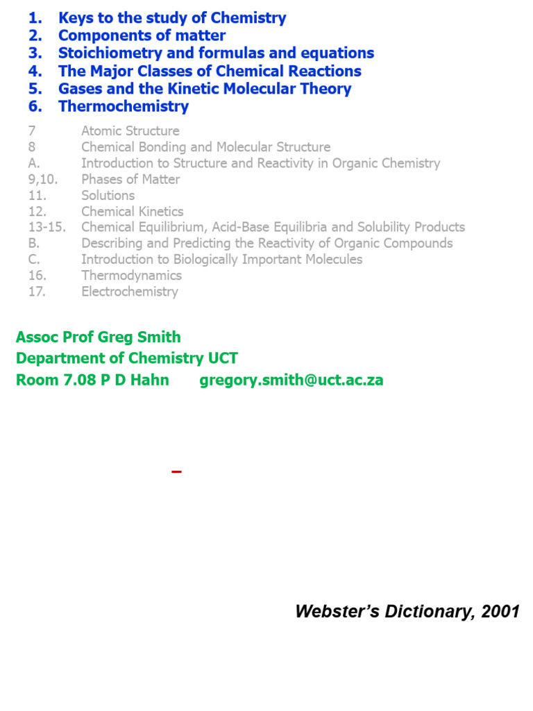 CEM1000W 1.+Stoichiometry+Handout | PDF | Chemistry | Science & Mathematics