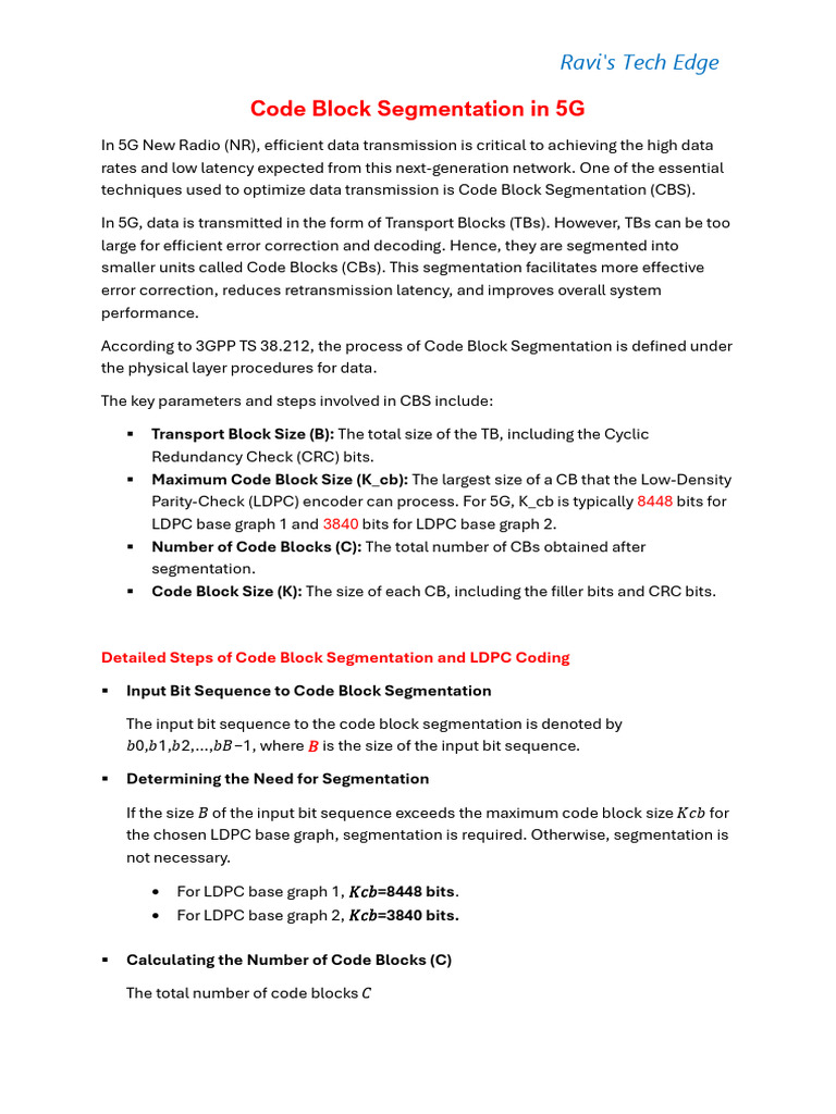 Code Block Segmentation in 5G-NR-1 | PDF