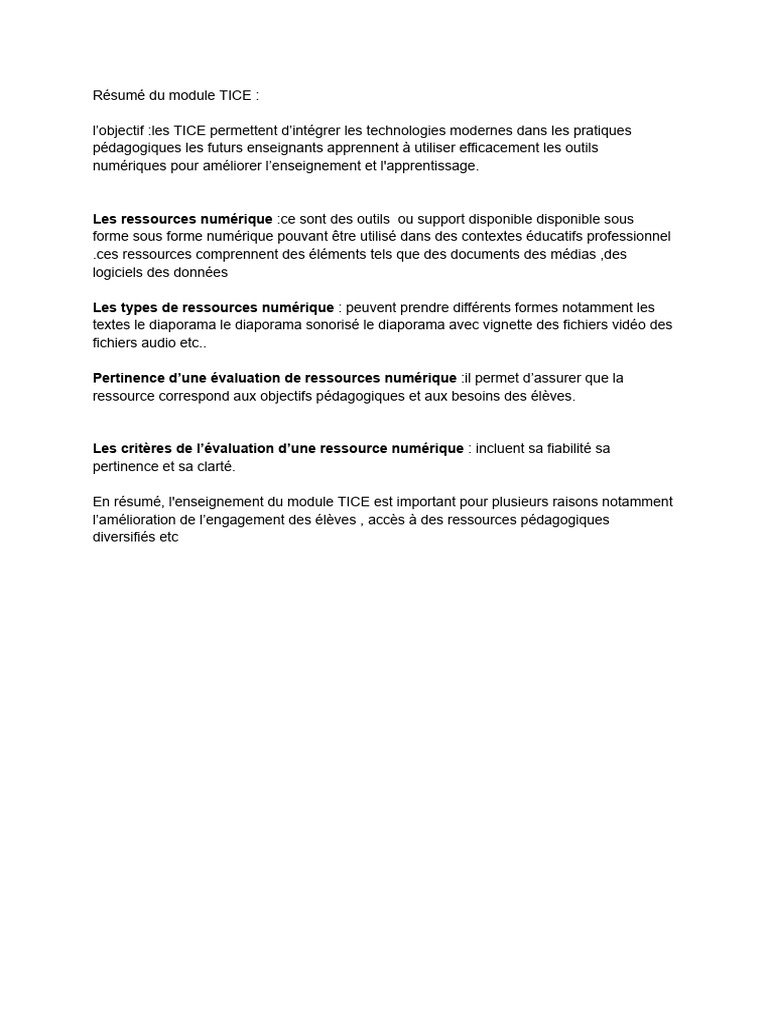 Résumé Tice | PDF
