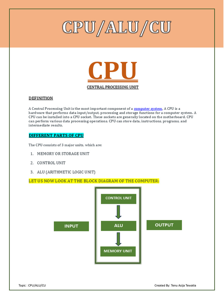 CPU ALU CU Theorey PDF | PDF