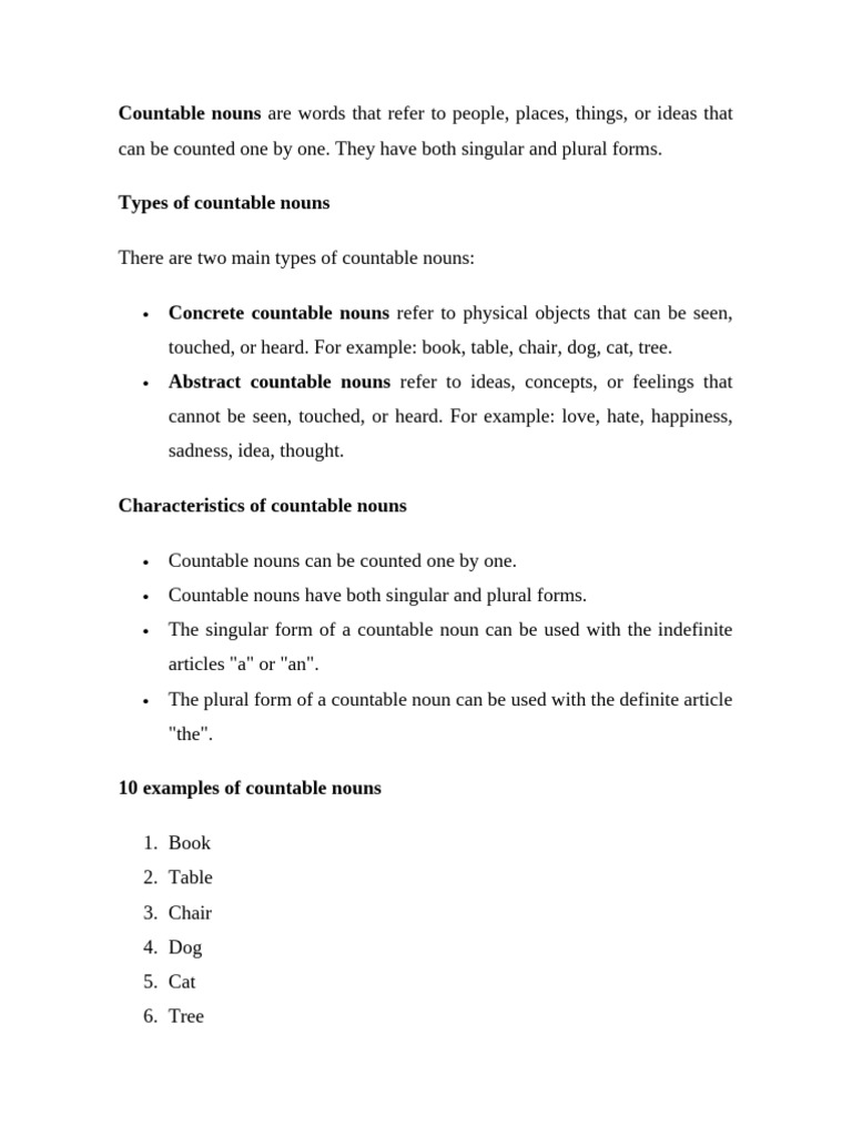 Countable Nouns Are Words That Refer To People | PDF