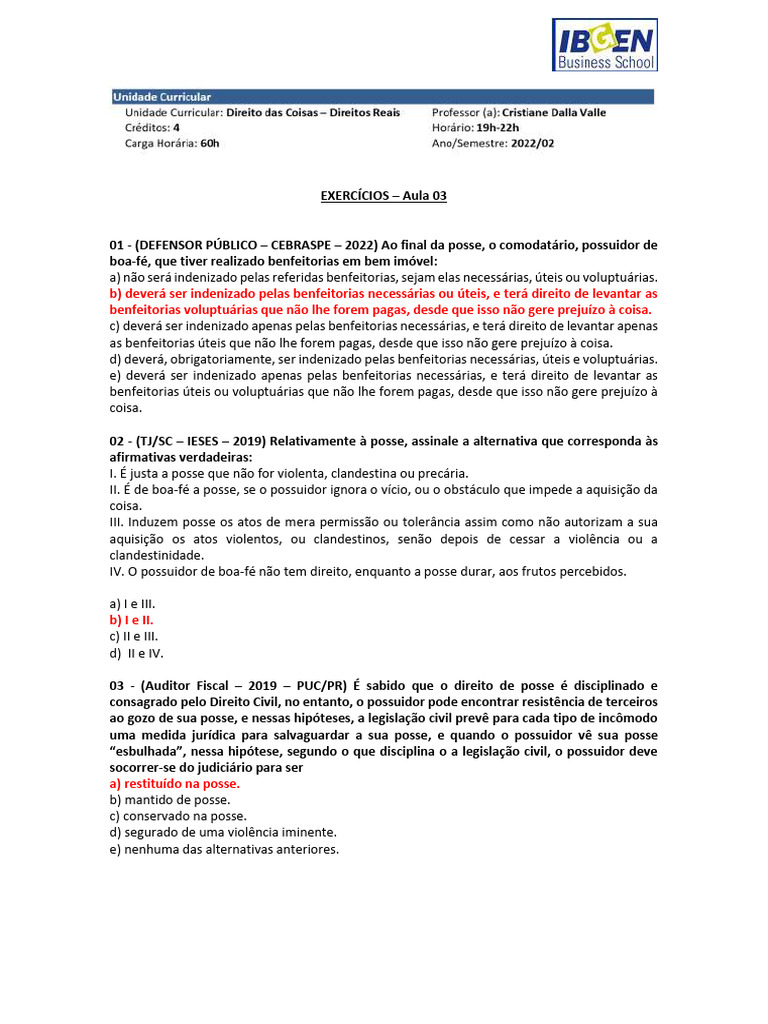 EXERCÍCIOS - AULA 03 - DC - Gabarito - Aeb554f3f61e8 - 241001 - 153324 | PDF