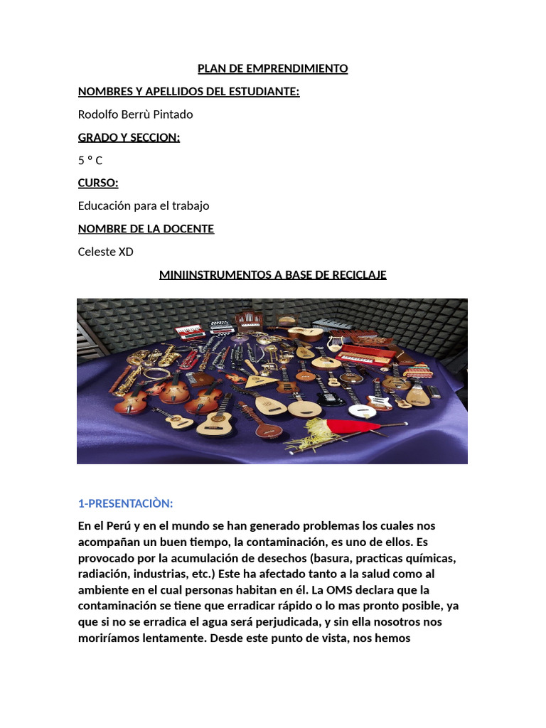 Plan de Emprendimiento | PDF