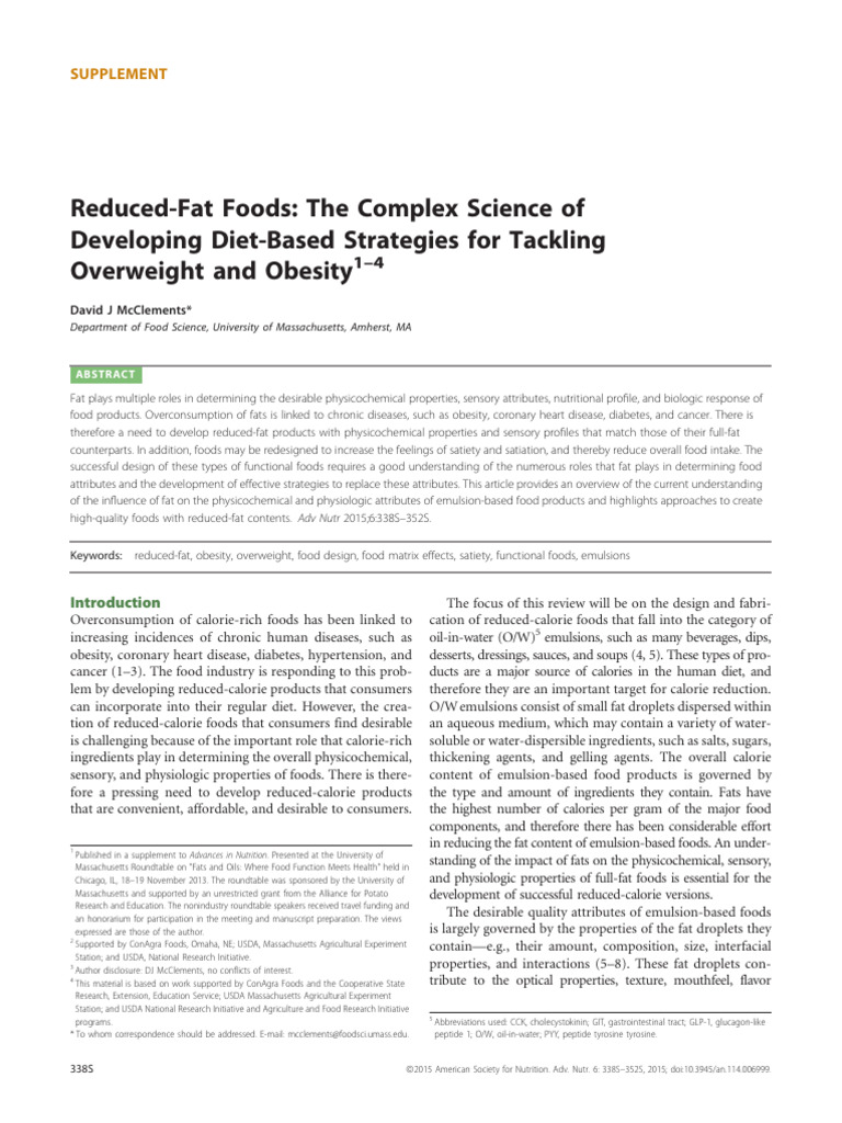 Reduced-Fat Foods: The Complex Science of Developing Diet-Based ...