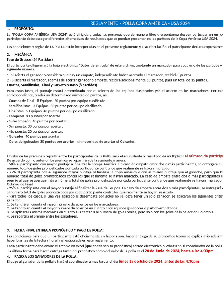 Polla Copa América USA 2024 - Rev 0-1 (Aprieto) | PDF