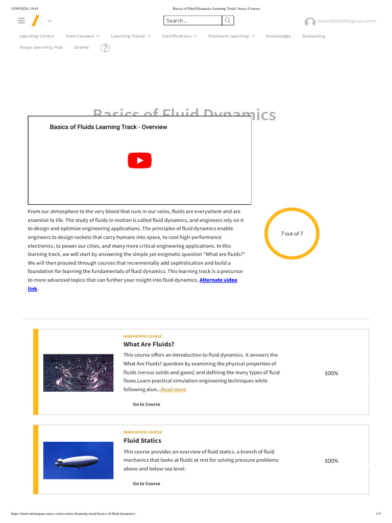 Basics of Fluid Dynamics Learning Track - Ansys Courses | PDF