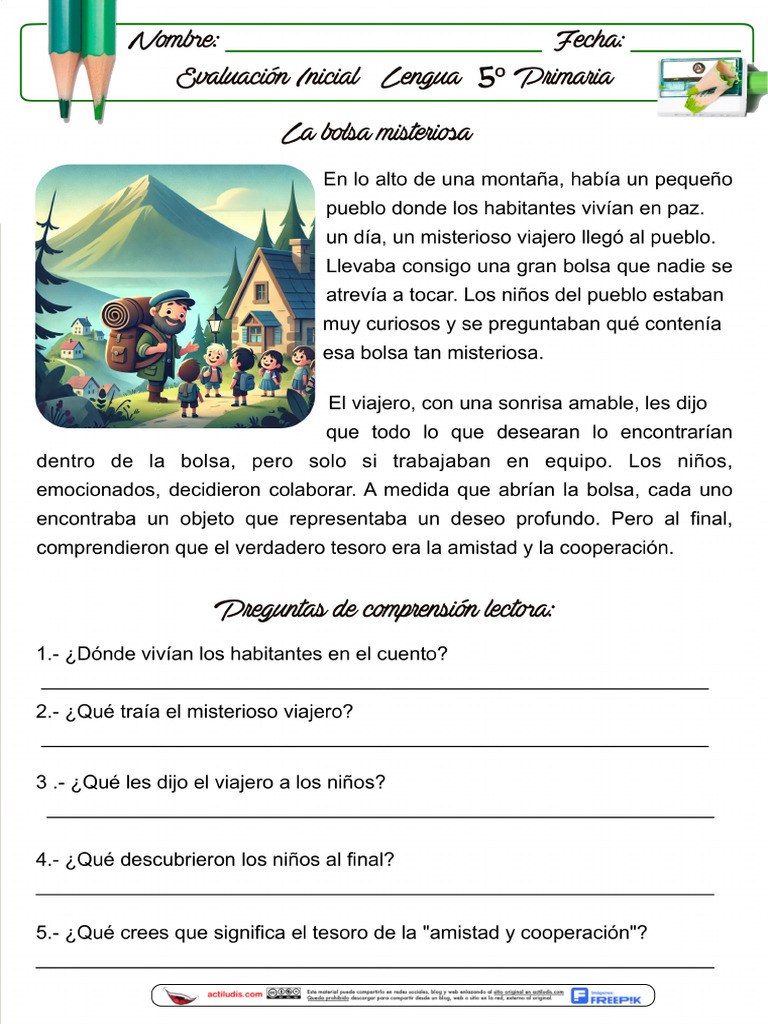 EVALUACINON INICIAL LENGUA 5o PRIMARIA | PDF