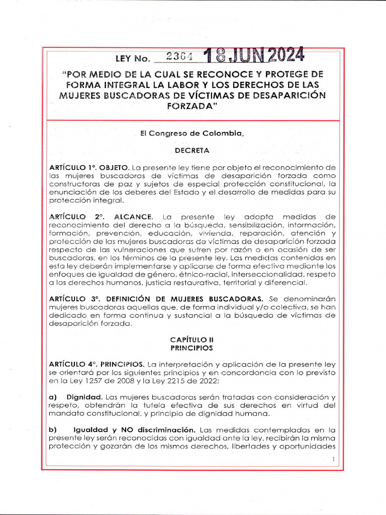 Ley 2364 de 2024 | PDF