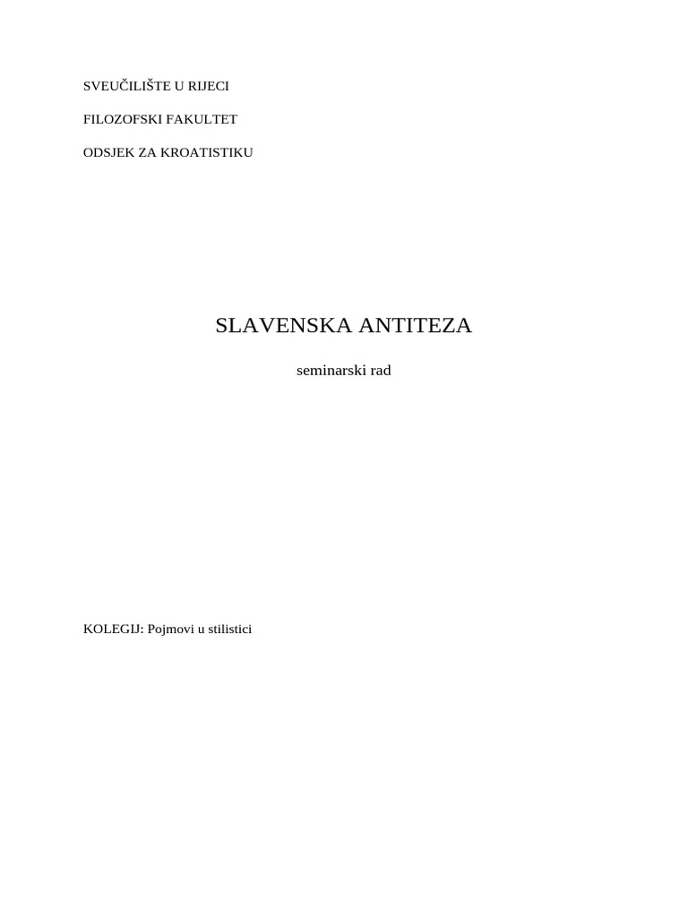 Slavenska Antiteza | PDF